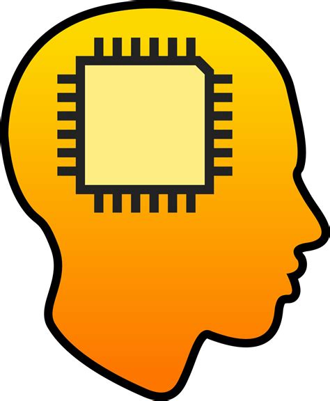 Artificial Intelligence Illustration Icon Of Head With Microchip Chip