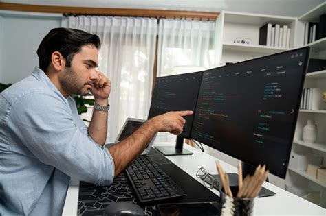 It Developer Calling To Coworker Solving Problem Coding System On Pc