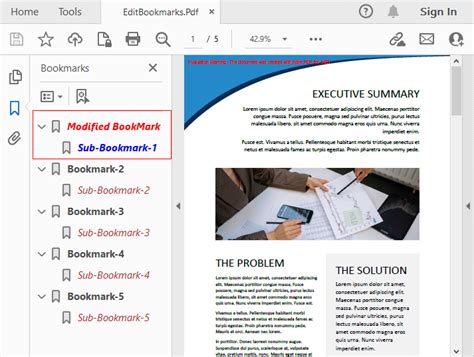 c vb add edit or delete bookmarks in pdf