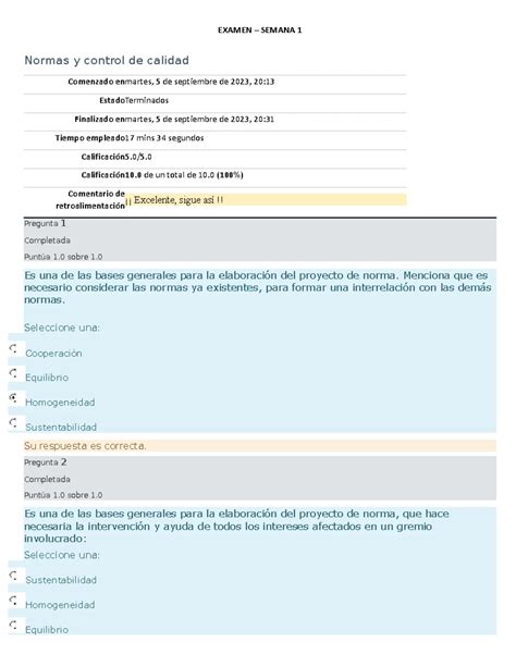 Examen Semana 1 EXAMEN SEMANA 1 Pregunta 1 Completada