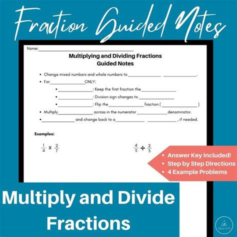Multiply And Divide Fraction Guided Notes Multiplying And Dividing Fractions