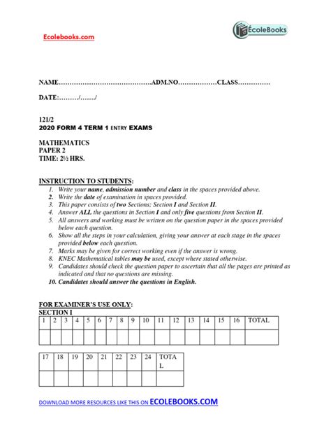 Mathematics Form 3 Pp2 Questions Pdf Significant Figures Taxes