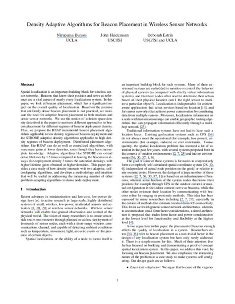 Pdf Density Adaptive Algorithms For Beacon Placement In Wireless