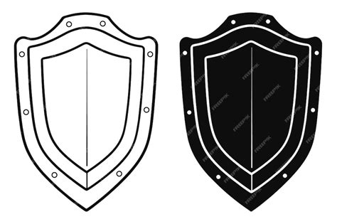 Premium Vector Shield Vector Shield Outline Style Line Art Medieval Shield Royal Shield