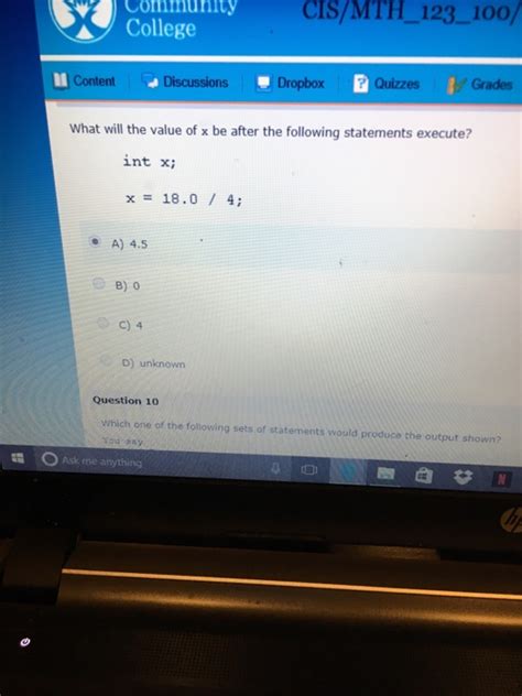 Solved What Will The Value Of X Be After The Following Chegg