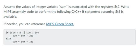 solved assume the values of integer variable sum is