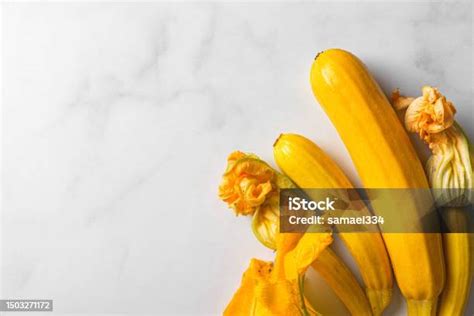 신선한 노란색 호박 또는 흰색 바탕에 꽃이 있는 호박 복사 공간이 있는 평면도입니다 가을에 대한 스톡 사진 및 기타 이미지 가을 개화기 건강한 생활방식 Istock