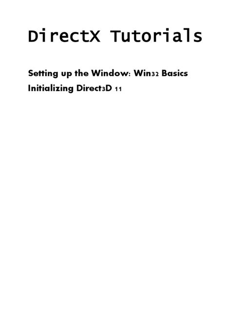 directx tutorials setting up the window win32 basics initializing direct3d 11 pdf