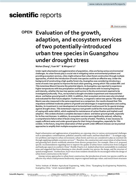 Pdf Evaluation Of The Growth Adaption And Ecosystem Services Of Two Potentially Introduced
