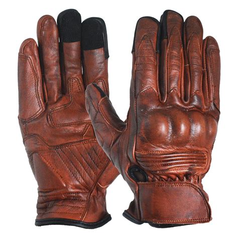 Waxed Leather Vintage Motorcycle Gloves Knuckle Protection Ynr Spo