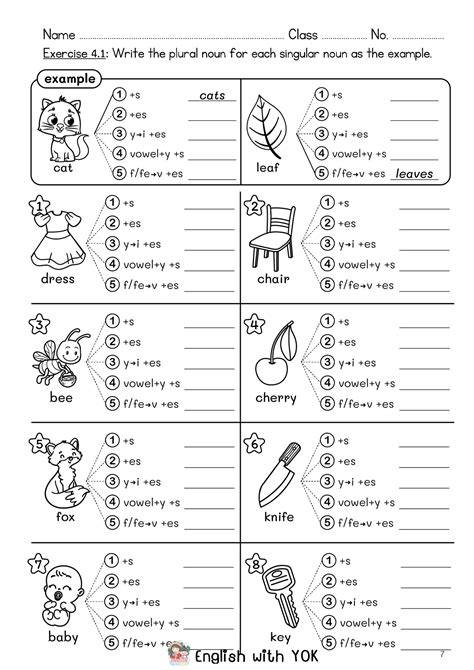 ใบงาน Singular And Plural Nouns ป 2 🍏🍎 English With Yok