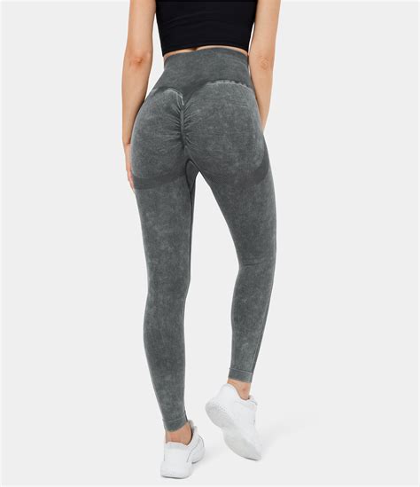 Womens Seamless Flow Super High Waisted Butt Lifting Ruched Washed