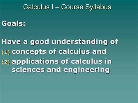 Ppt Calculus I Course Syllabus Powerpoint Presentation Free Download Id 4379341