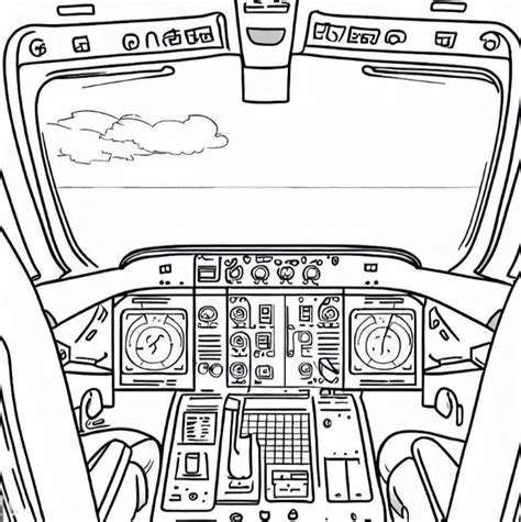 Airplane Cockpit Coloring Page Etsy
