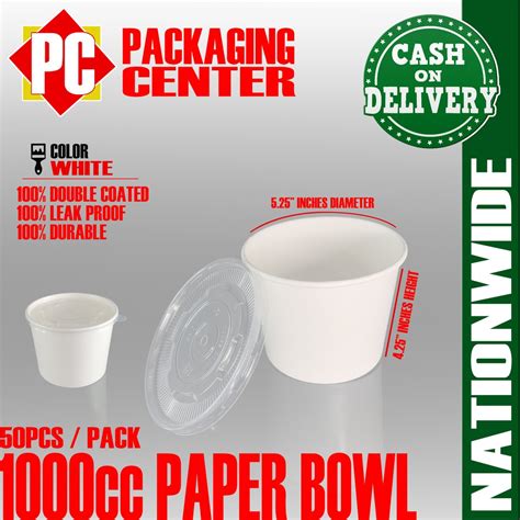 1000cc Paper Bowl With Lids Set By 50pcs Per Box Shopee Philippines