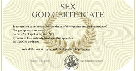 Sex God Certificate