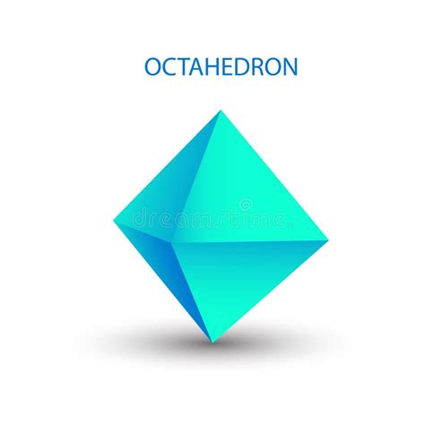 Vector Illustration Of A Blue Octahedron On A White Background With A
