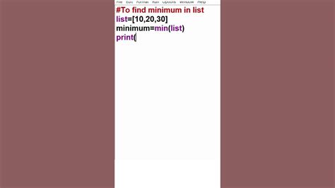 how to find minimum number in list in python using min function