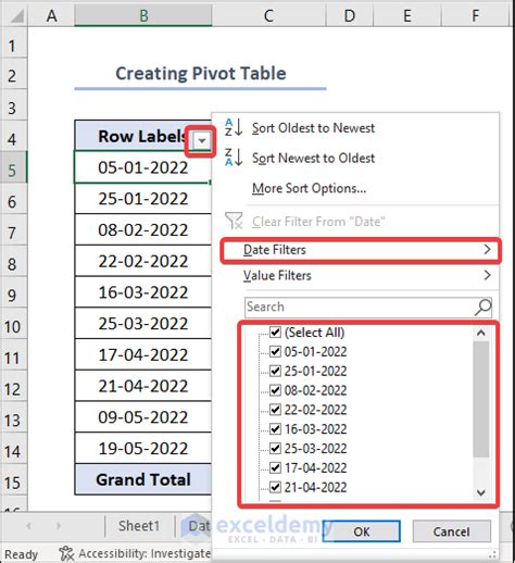 How To Group Dates By Filter In Excel 3 Easy Methods ExcelDemy