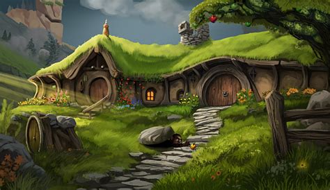 Иллюстрация Хижина в горах в стиле компьютерная графика