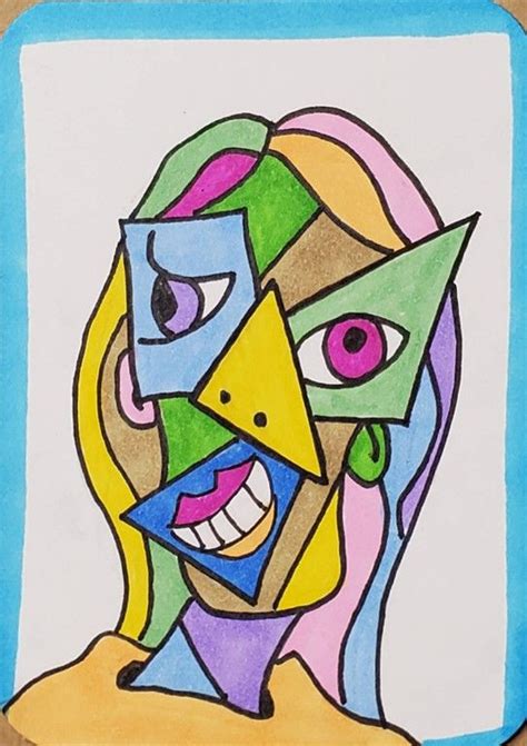 Cubism Portrait Easy Art Tutorial Cubist Drawing Abstract Face Art