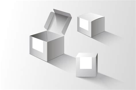 Free Vector Realistic Cube Box Mockup Illustration