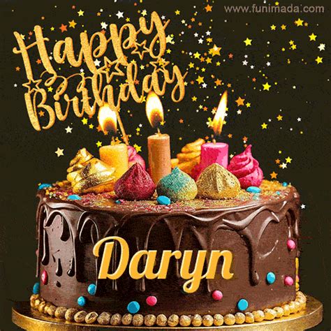 Birthday Animation For Daryn With Chocolate B Day Cake Download On