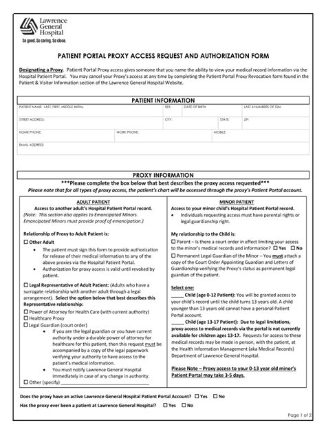 Fillable Online Patient Portal Proxy Access Request And Authorization Form Fax Email Print