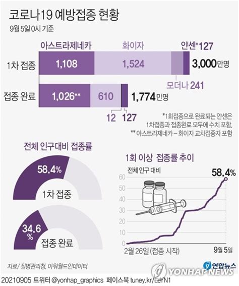 1차접종 11만8천347명↑ 총 2천999만6천819명인구대비 584 나무뉴스