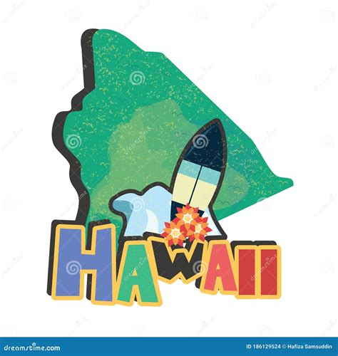 Hawaii State Map Vector Illustration Decorative Design Stock