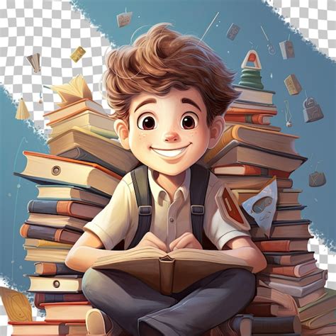 Niño feliz yendo a la escuela con libros educación lectura y