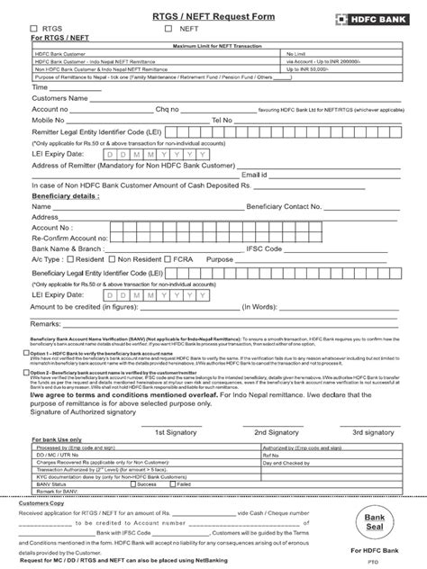 New Hdfc Rtgs Form Pdf