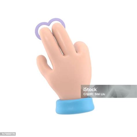 만화 제스처 아이콘 모형터치 스크린 제스처 라인 아이콘3d 그림 두 손 터치 버튼 만화 캐릭터 손3d 흰색 배경에 렌더링 0명에
