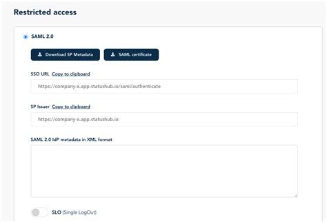 Saml For The Control Panel General Settings Statushub Knowledge Base