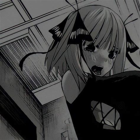 An Anime Girl With Blonde Hair And Black Clothes Looking At Something
