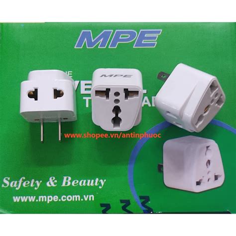 Phích cắm điện 3 chấu sang 2 chấu MPE Đầu nối chuyển đổi 3 chân sang