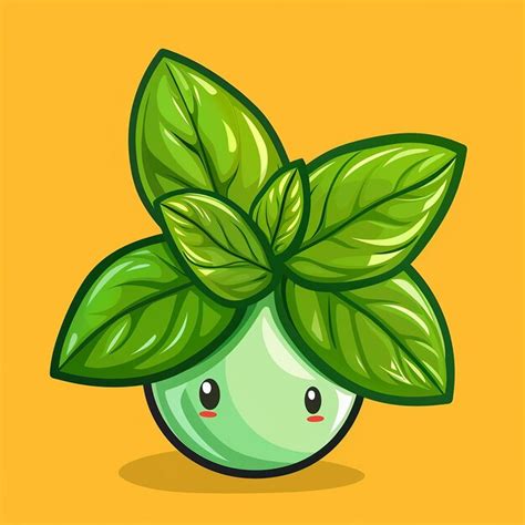 Cute And Cheerful Mint Cartoon Vector Icon Illustration For Social Media Websites And Branding