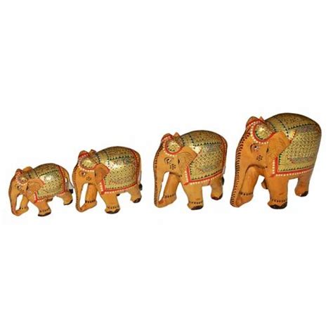 Shrinath Art Gallery Wooden Elephant With Painting Work For Home Decor