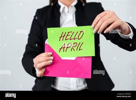 Conceptual Display Hello April Business Showcase A Greeting Expression