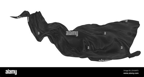 Beautiful Flowing Fabric Flying In The Wind Black Wavy Silk Or Satin
