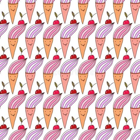 Ice Cream Cones Seamless Pattern Background Stock Vector Illustration