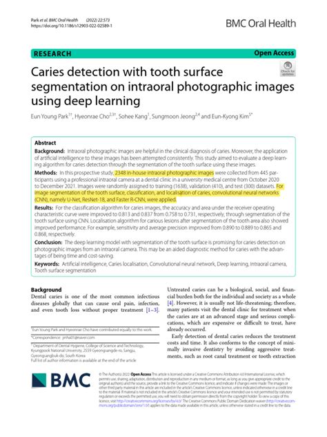 10 Caries Detection With Tooth Surface Segmentation On Intraoral Photographic Images Using Deep