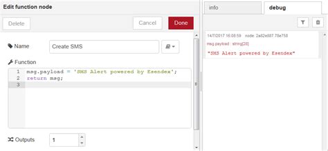 Sending SMS Text Messages From Node RED Via Esendex Node RED OptoForums