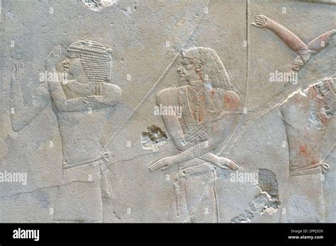 Altes ägyptisches Relief Aus Kalkstein Aus Dem Alten Reich 5 Dynastie