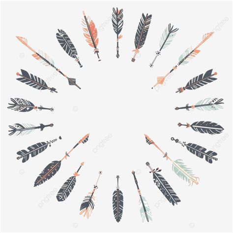 Boho 스타일 부족 화살표의 힙 스터 원형 화살표 프레임 화살표 텍스트 화려한 요소 Png 일러스트 및 이미지 에 대한