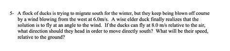 Solved 5 A Flock Of Ducks Is Trying To Migrate South For Chegg