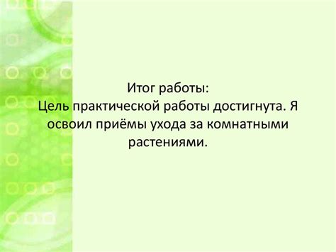 Практическая работа «Учимся ухаживать за комнатными растениями