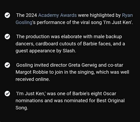 Ryan Goslings Oscars Performance Of Im Just Ken Steals The Show R