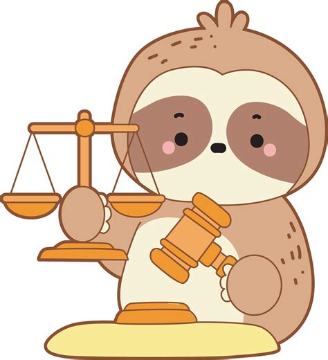 A sloth bring a scales and hammer for justice. Cute sloth icon. Funny ...