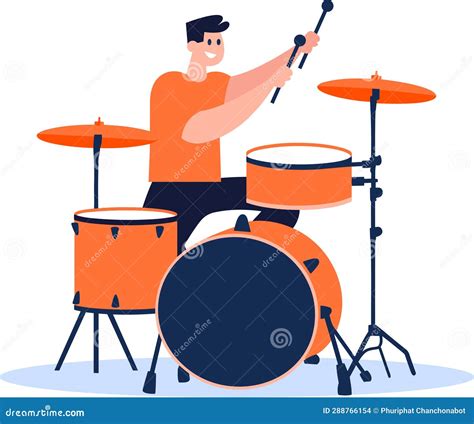 Hand Drawn Musicians Playing Drums In Flat Style Stock Vector Illustration Of Rhythm